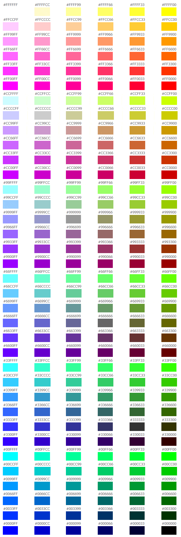 SEO Of A Website Web Safe Colors Hex Codes VISIONEFX